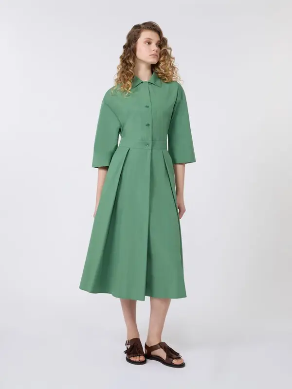 Max Mara Cotton-poplin Midi Shirt Dress - Green