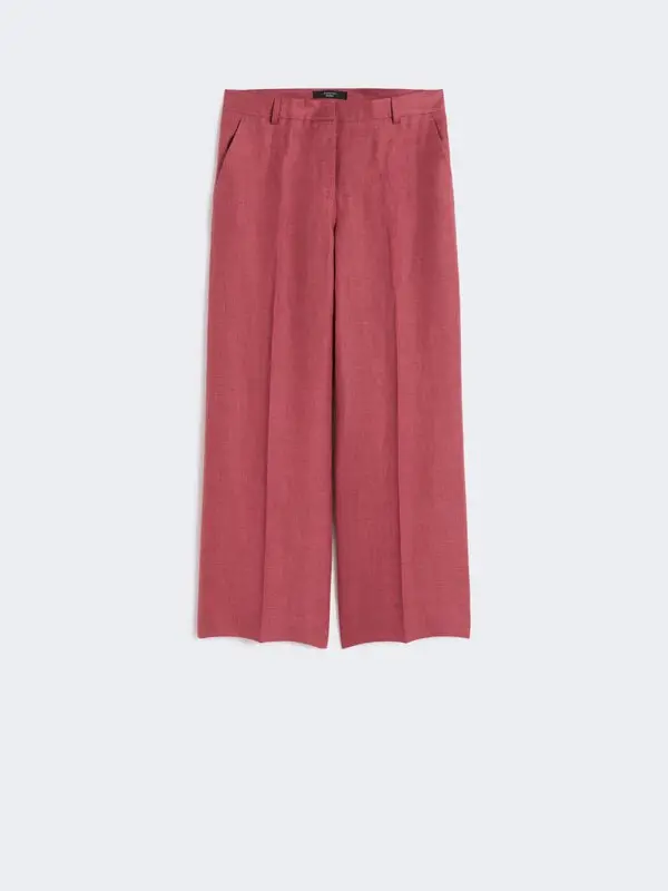Max Mara Wide-leg Linen Canvas Trousers - Cherry