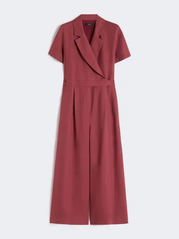 Max Mara Viscose And Linen Batavia Jumpsuit - Cherry