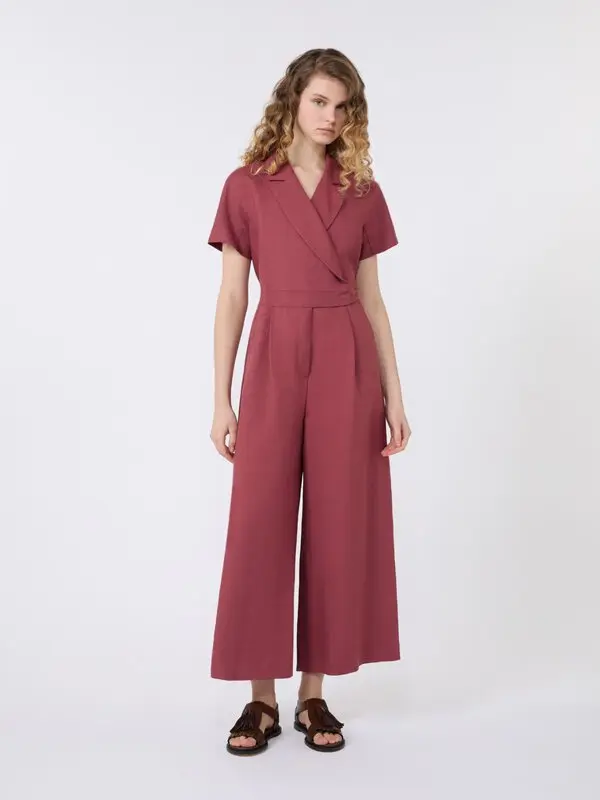Max Mara Viscose And Linen Batavia Jumpsuit - Cherry