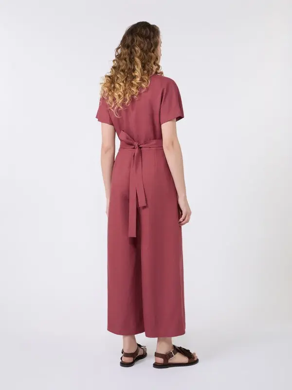 Max Mara Viscose And Linen Batavia Jumpsuit - Cherry
