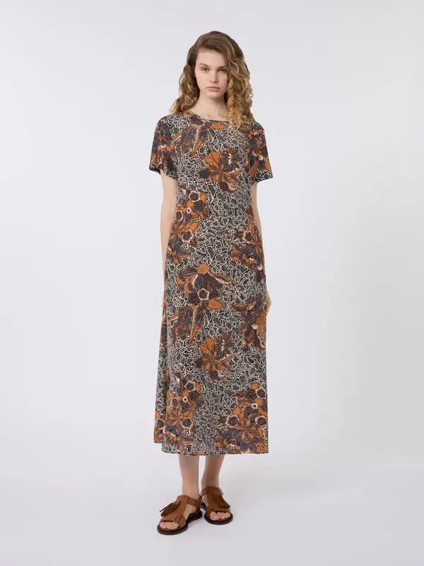 Max Mara Printed Silk Crêpe De Chine Maxi Dress