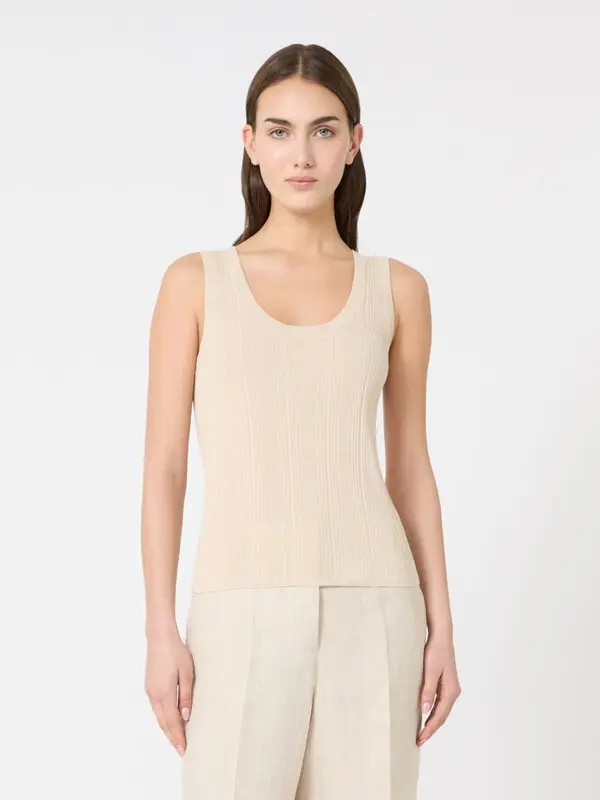 Max Mara Sleeveless Viscose Jumper - Beige