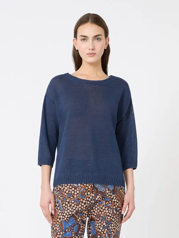 Max Mara Linen Yarn Jumper - Navy