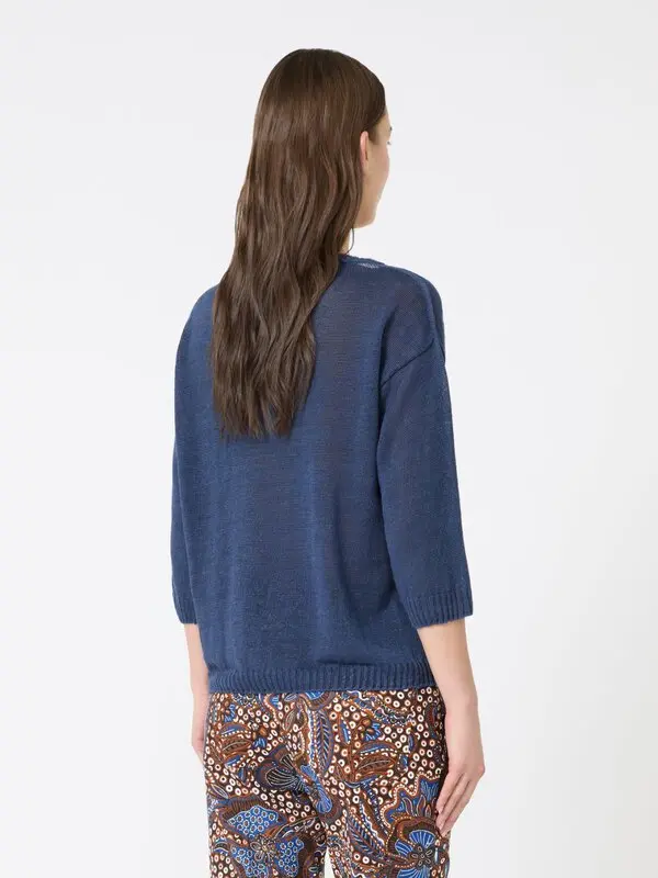 Max Mara Linen Yarn Jumper - Navy