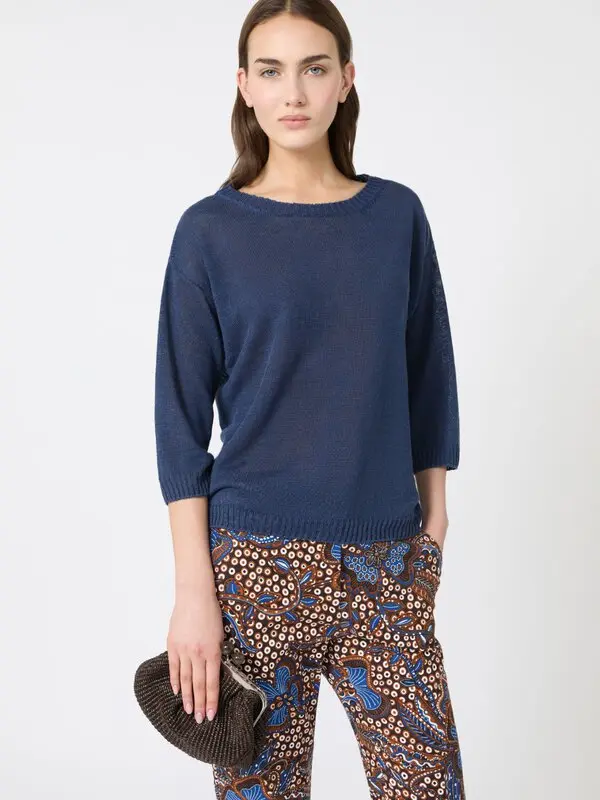 Max Mara Linen Yarn Jumper - Navy