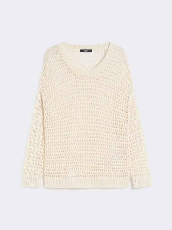 Max Mara Linen And Cotton Yarn Mesh Jumper - Ecru