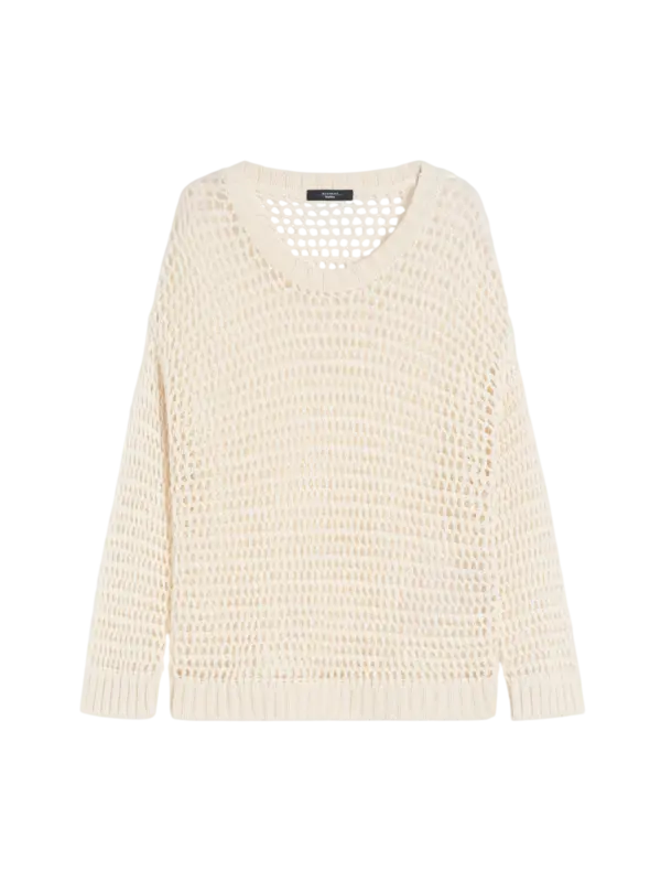 Max Mara Linen And Cotton Yarn Mesh Jumper - Ecru