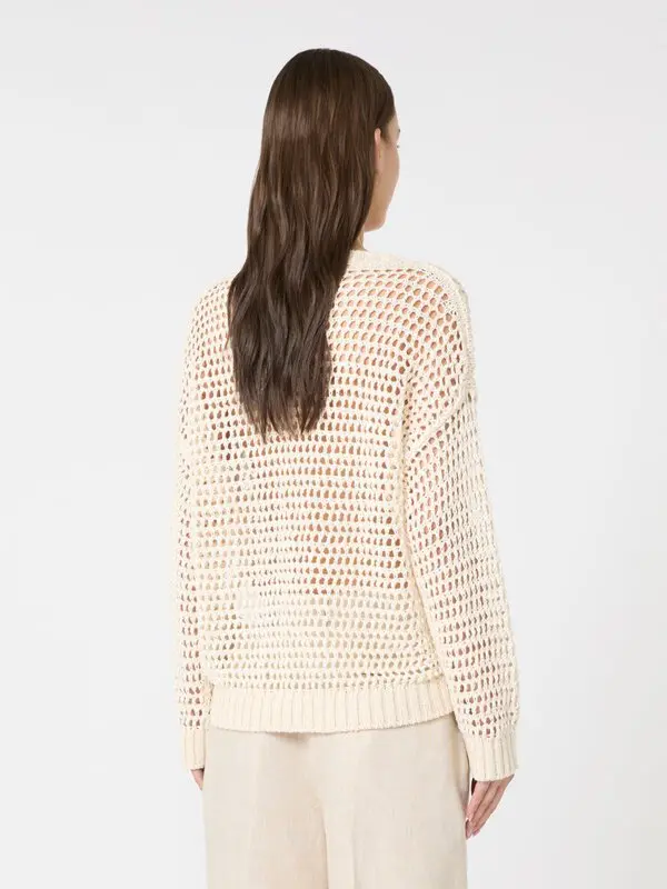 Max Mara Linen And Cotton Yarn Mesh Jumper - Ecru