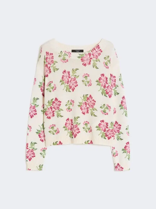 Max Mara Floral Printed Cotton Jumper - Ecru