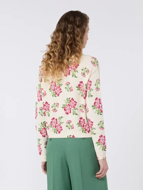 Max Mara Floral Print Cotton Jumper - Ecru