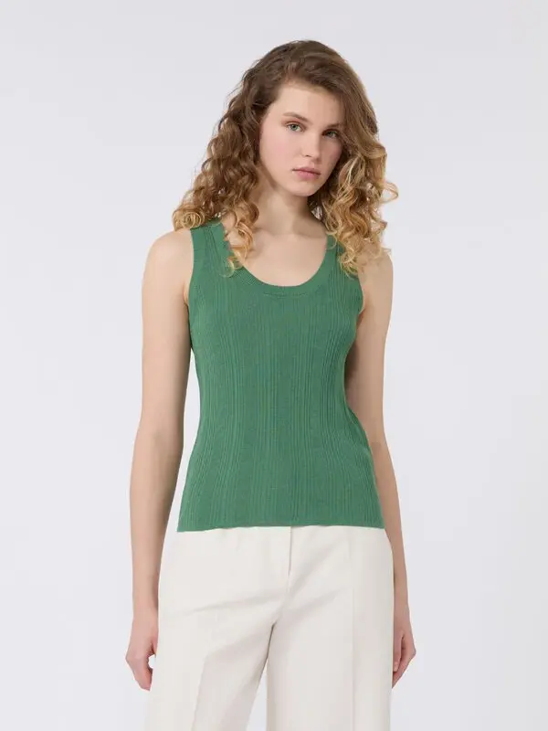 Max Mara Viscose Yarn Sleeveless Jumper - Green