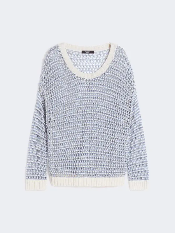 Max Mara Linen And Cotton Yarn Mesh Jumper - Light Blue