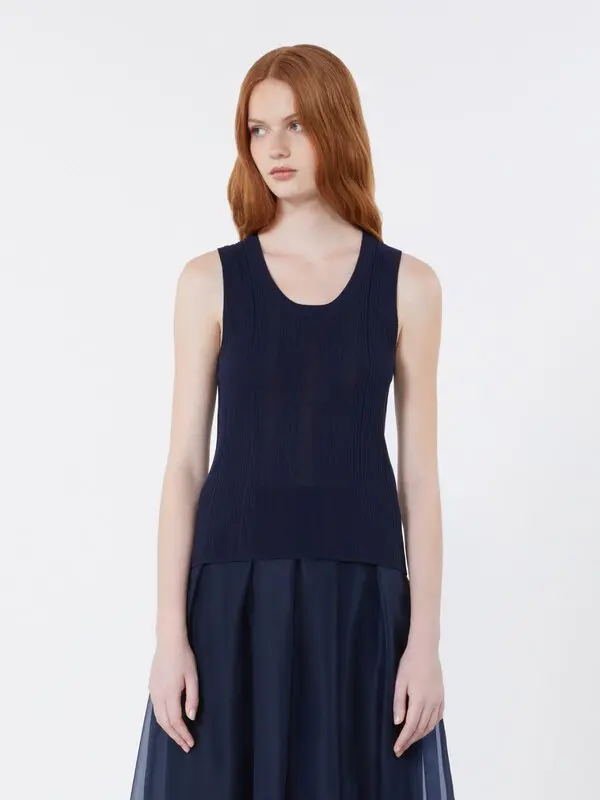 Max Mara Sleeveless Viscose Jumper - Navy