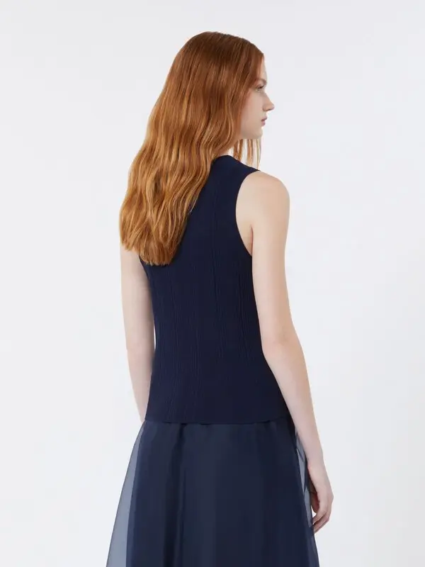 Max Mara Sleeveless Viscose Jumper - Navy