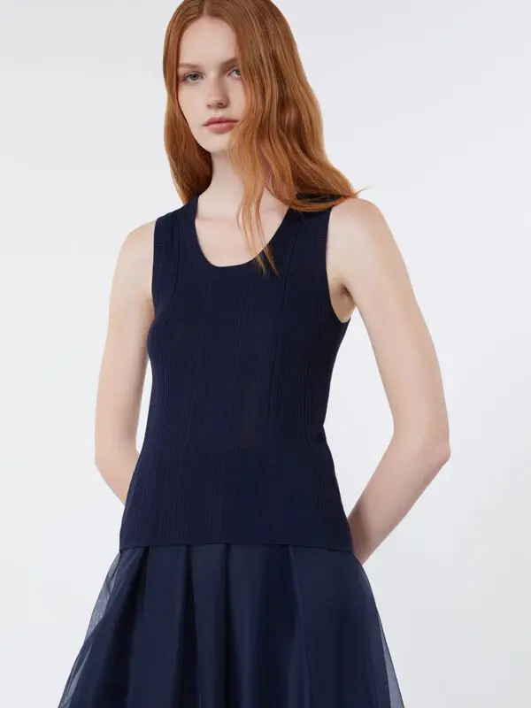 Max Mara Sleeveless Viscose Jumper - Navy