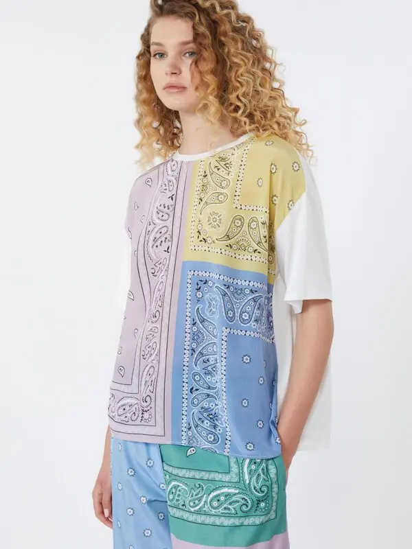 Max Mara Printed Silk And Stretch Cotton T-shirt - Multicolour
