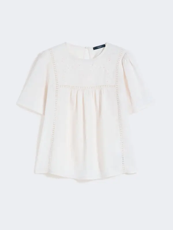 Max Mara Linen Canvas And Stretch Jersey Top - Ecru