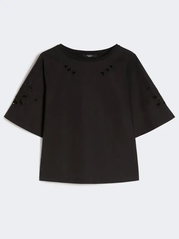 Max Mara Cotton-poplin Top With Embroidered Details - Black