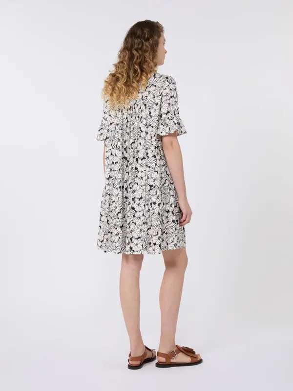 Max Mara Printed Cotton Jersey Kaftan Dress - Black