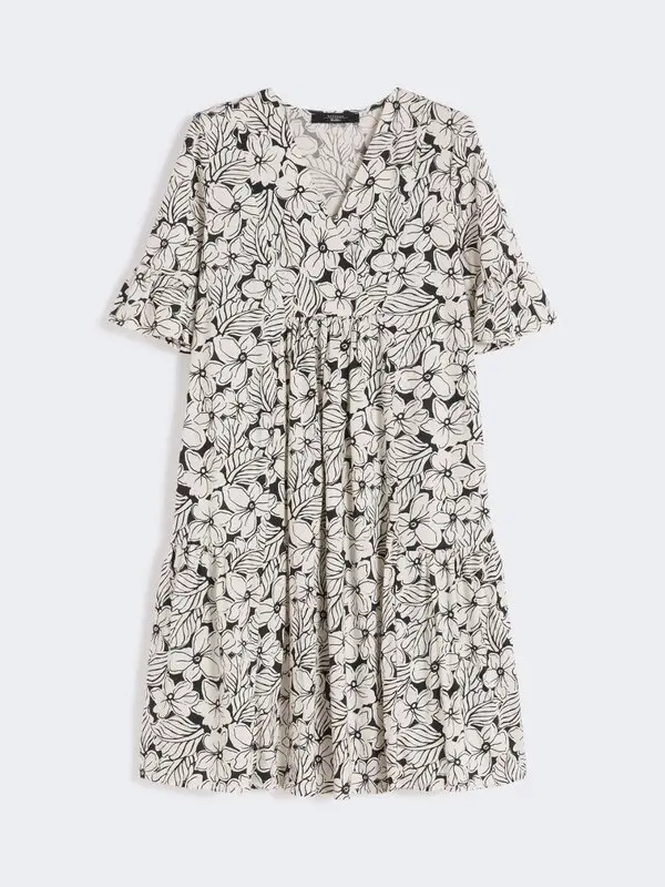Max Mara Printed Cotton Jersey Kaftan Dress - Black