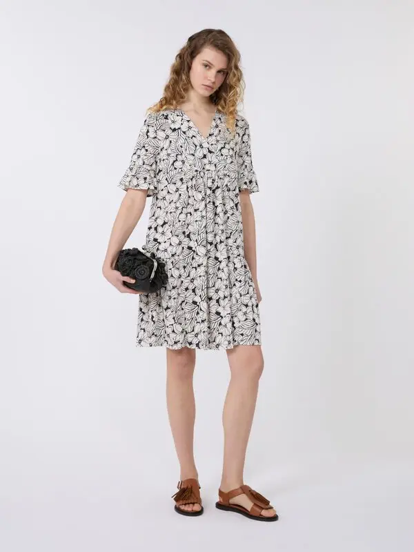 Max Mara Printed Cotton Jersey Kaftan Dress - Black
