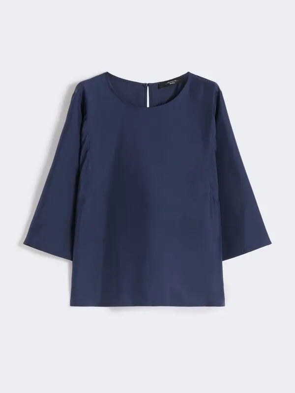 Max Mara Habotai Silk And Jersey Blouse - Navy