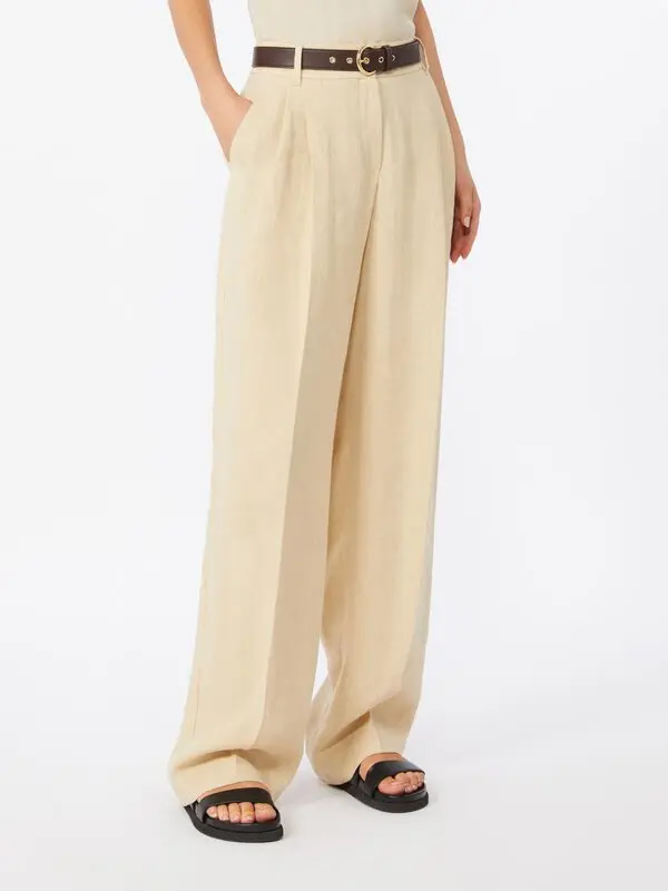Max Mara Wide-leg Linen Twill Trousers - Colonial