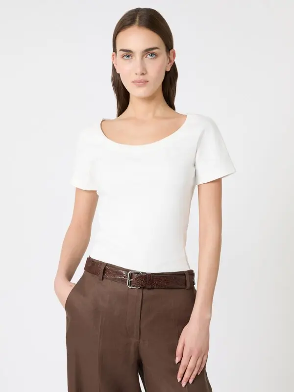 Max Mara Fitted Jersey Top - White