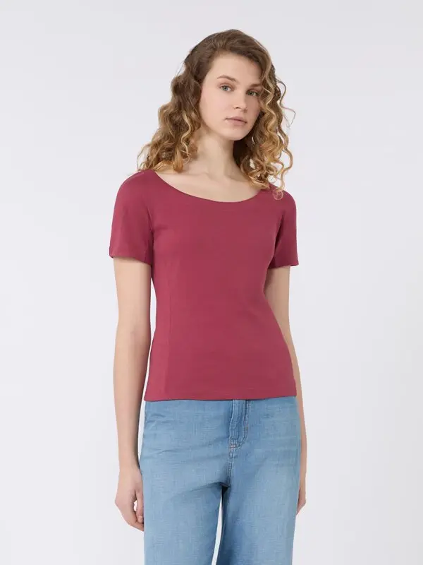 Max Mara Fitted Jersey Top - Cherry