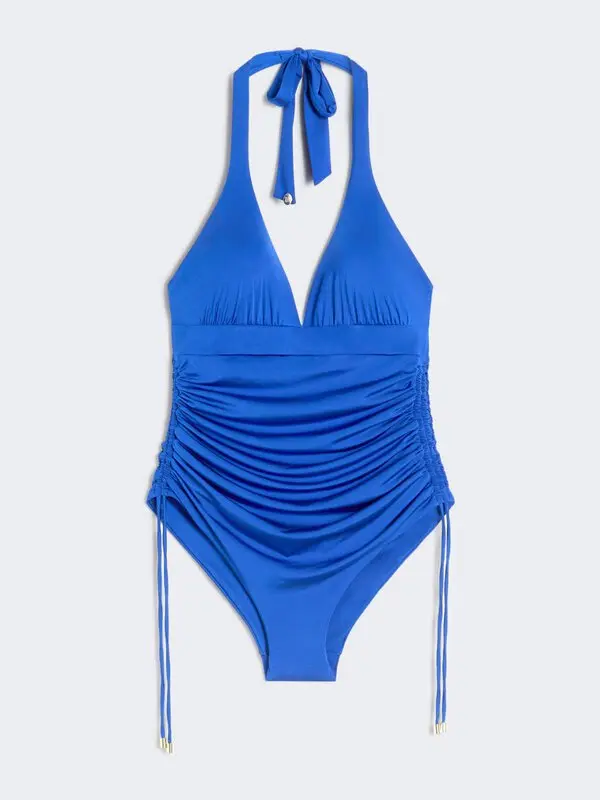 Max Mara Gathered Jersey One-piece Swimsuit - Cornflower Blue