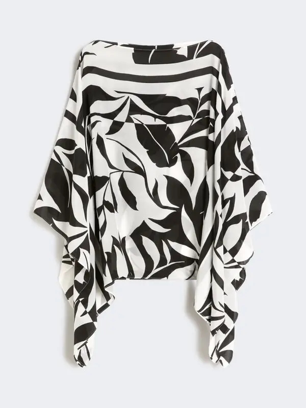 Max Mara Printed Silk Poncho - Black