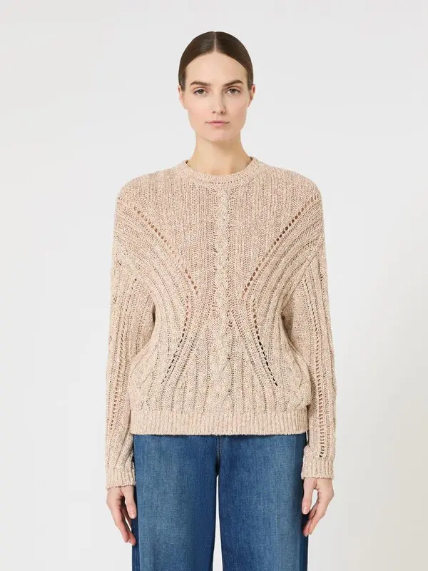 Max Mara Boxy-fit Cotton And Lurex Jumper - Natural