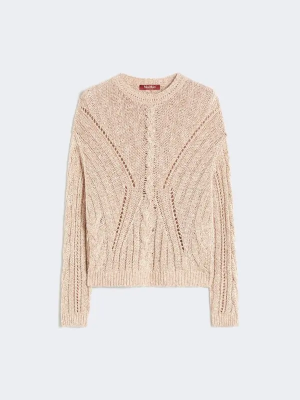 Max Mara Boxy-fit Cotton And Lurex Jumper - Natural