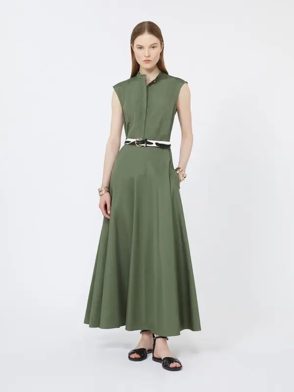 Max Mara Cotton Poplin Circle Dress - Kaki
