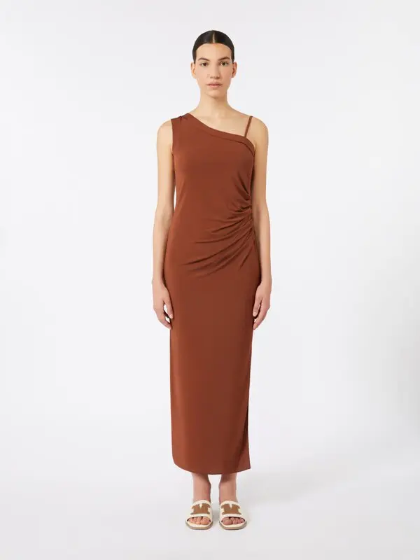 Max Mara Jersey One-shoulder Dress - Chocolate