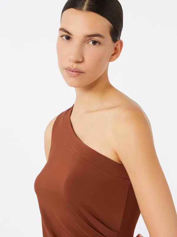 Max Mara Jersey One-shoulder Dress - Chocolate