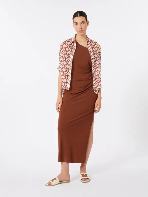 Max Mara Jersey One-shoulder Dress - Chocolate