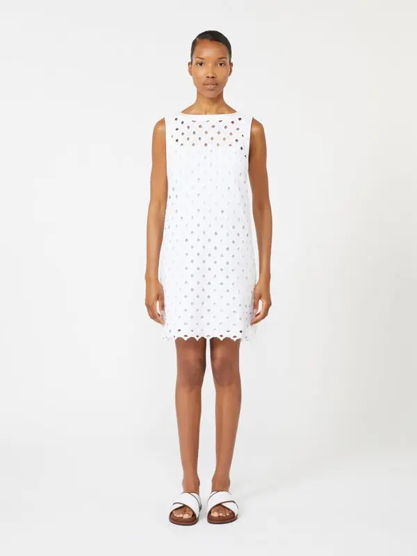 Max Mara Macramé Jersey A-line Mini Dress - Optical White