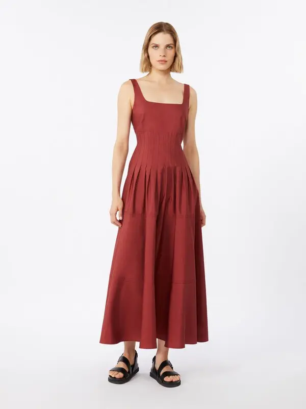 Max Mara Poplin Fit-and-flare Dress - Brick Red