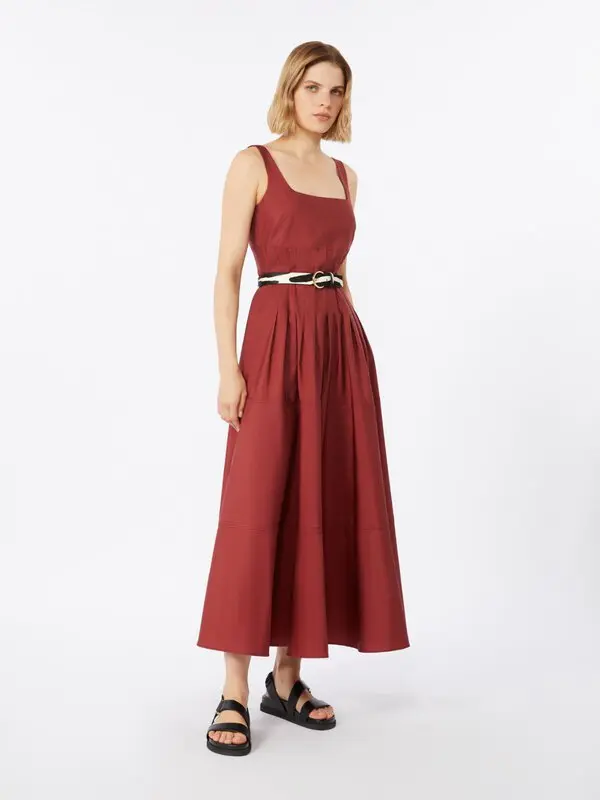 Max Mara Poplin Fit-and-flare Dress - Brick Red