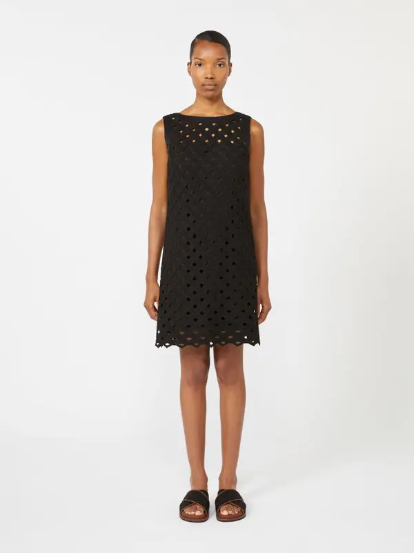 Max Mara Macramé Jersey A-line Dress - Black