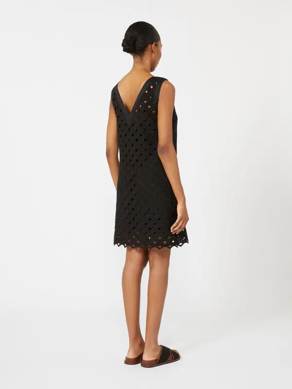 Max Mara Macramé Jersey A-line Dress - Black