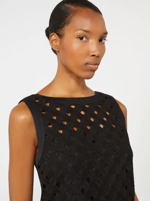 Max Mara Macramé Jersey A-line Dress - Black