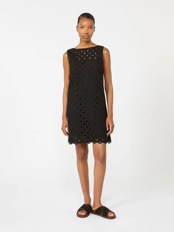 Max Mara Macramé Jersey A-line Dress - Black