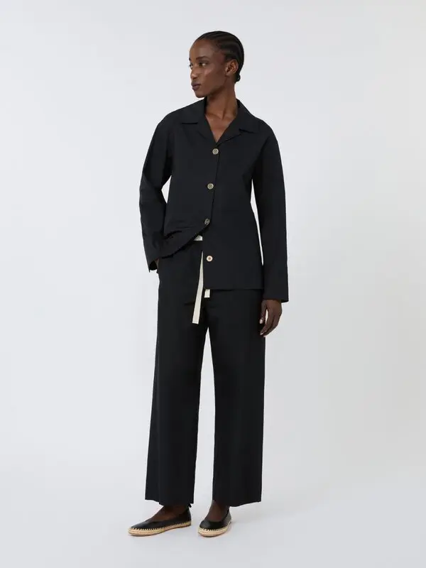Max Mara Cotton Drawstring Trousers - Black