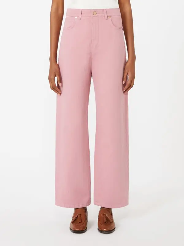 Max Mara Cotton And Linen Straight Fit Trousers - Peony
