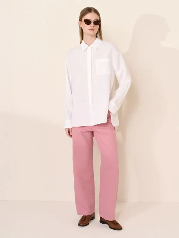 Max Mara Cotton And Linen Straight Fit Trousers - Peony