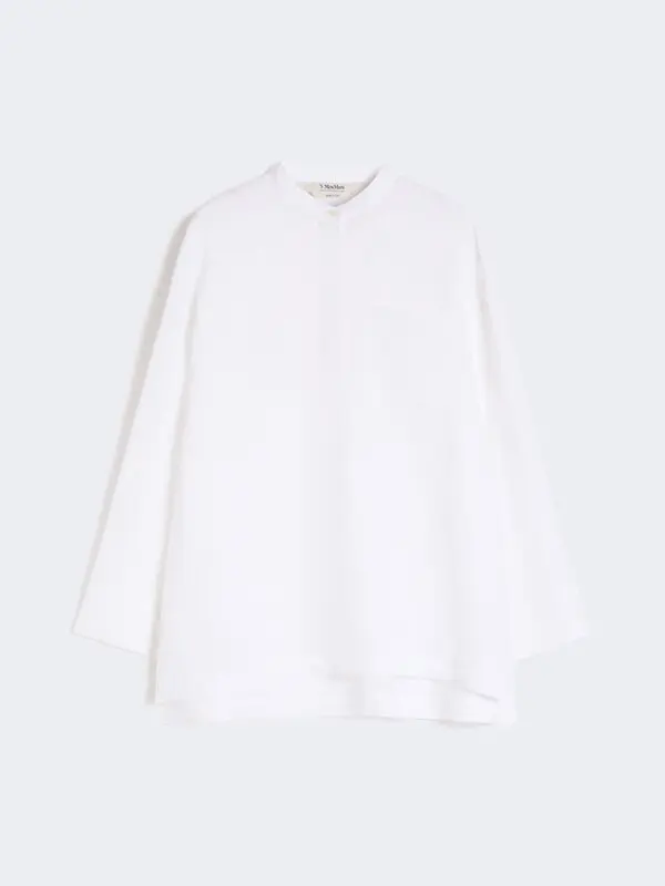 Max Mara Pure Linen Mandarin-neck Shirt - Optical White