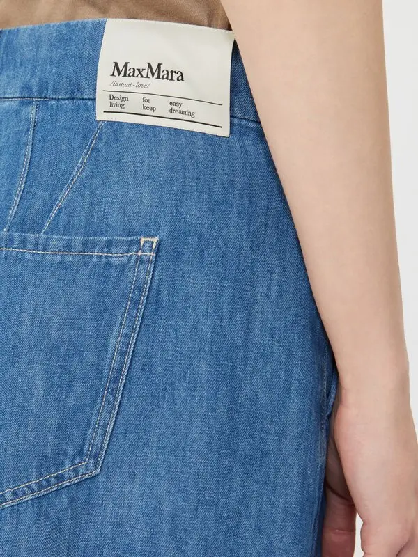 Max Mara Wide-fit Cotton And Linen Denim Trousers